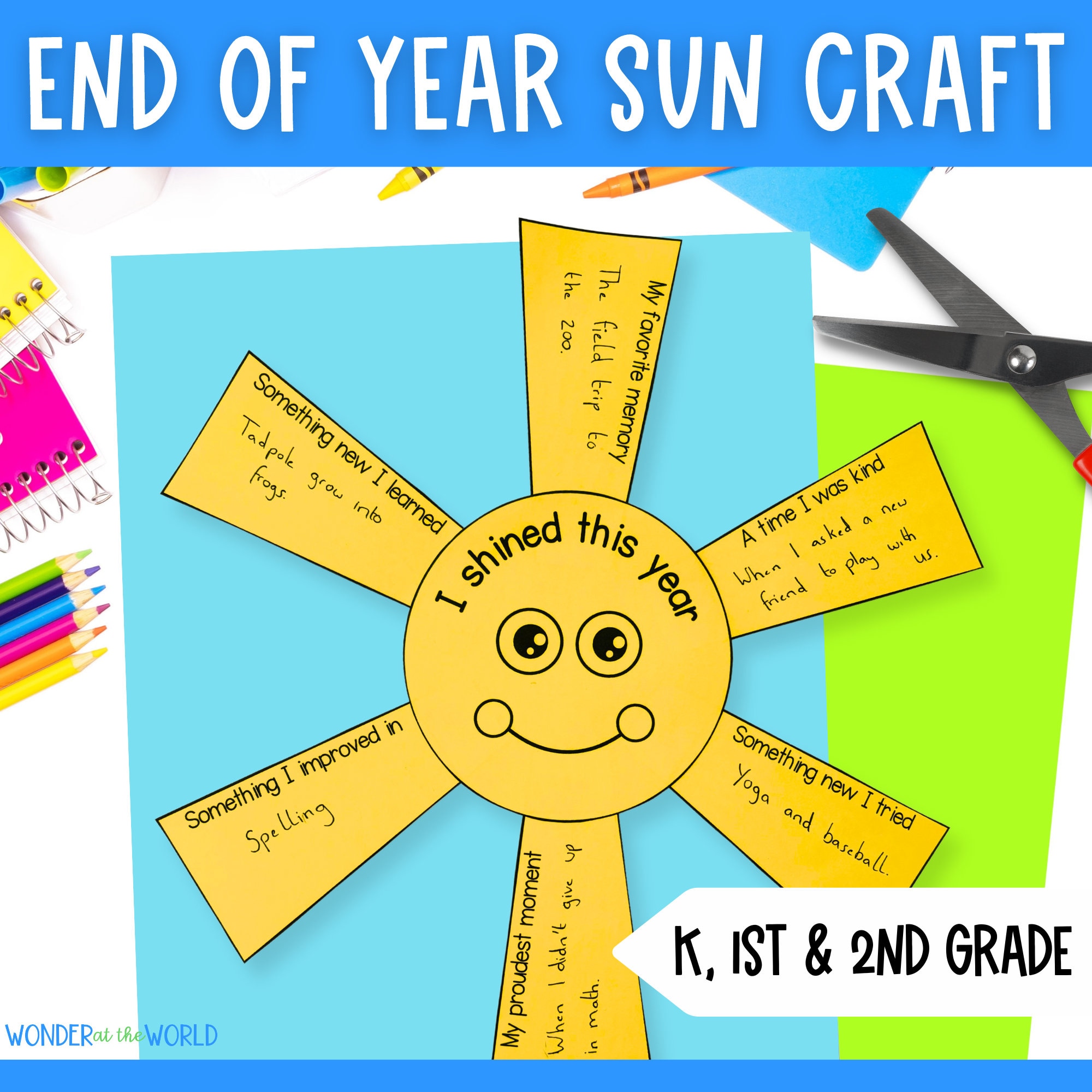 End of Year Last Day or Week of School Sun Writing Craft for Kids ...