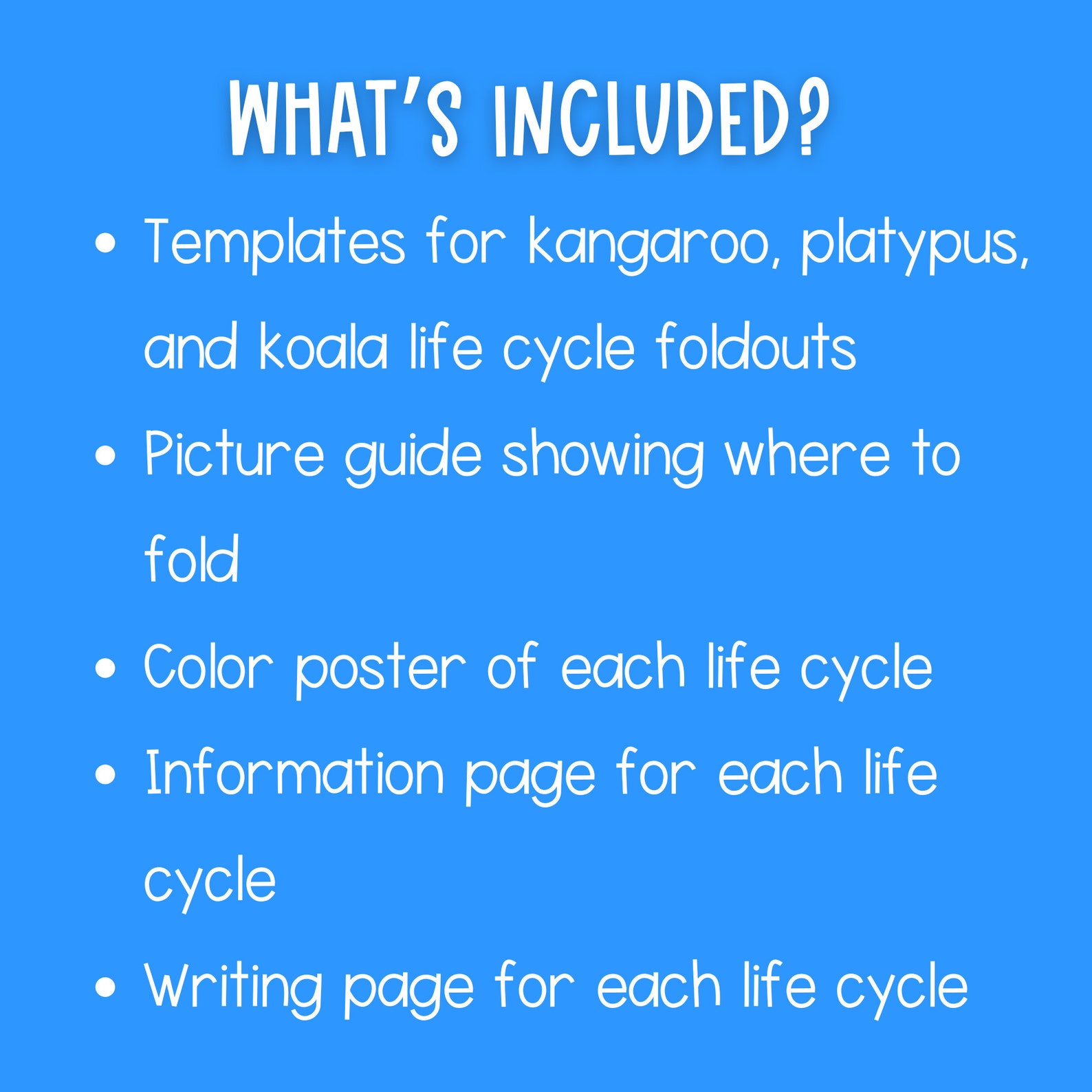Australian Animals Mammals Life Cycle Foldout Science Learning ...