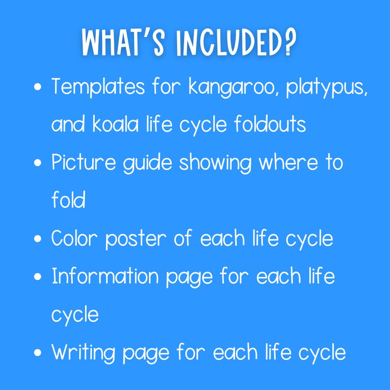 Australian Animals Mammals Life Cycle Foldout Science Learning ...