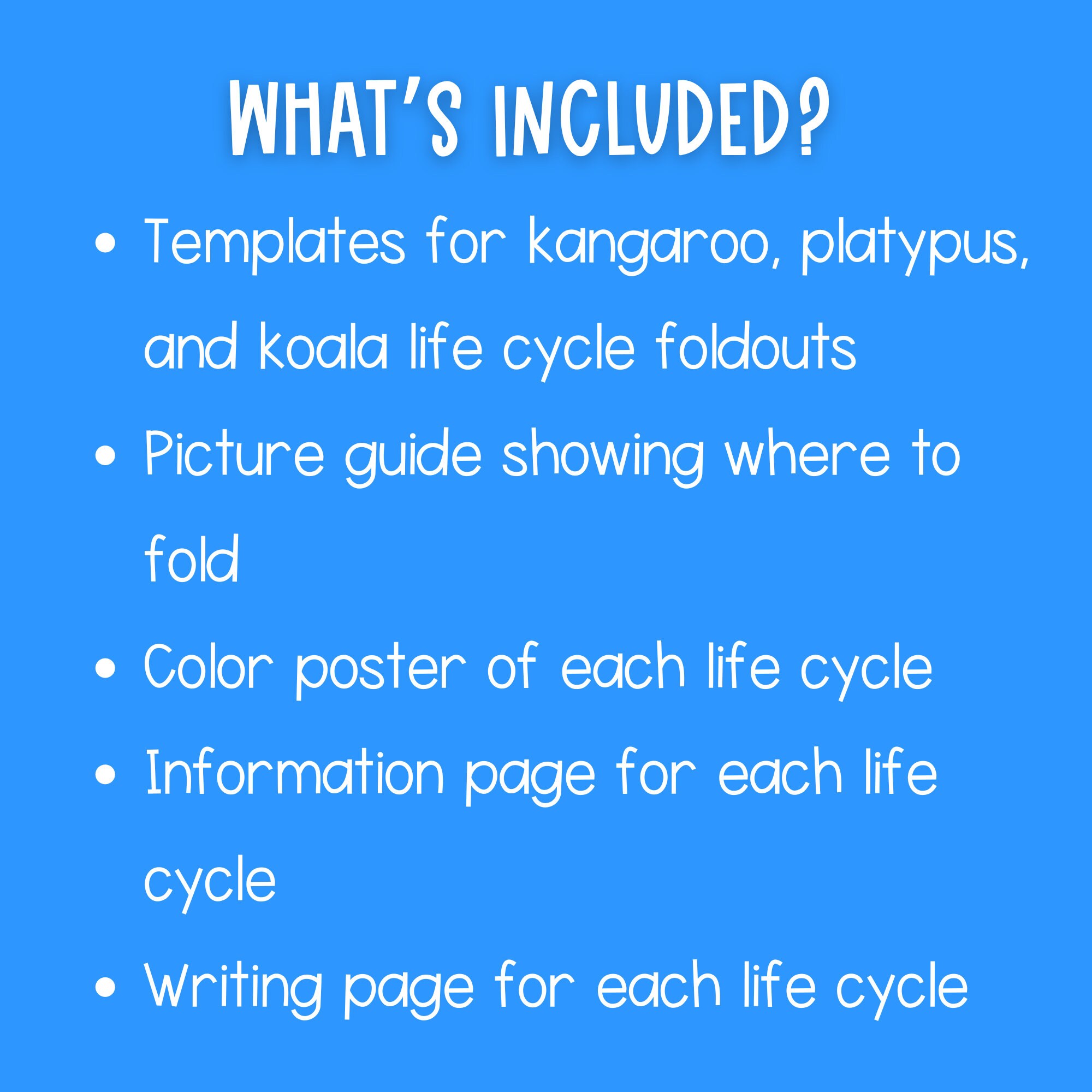 Australian Animals Mammals Life Cycle Foldout Science Learning ...