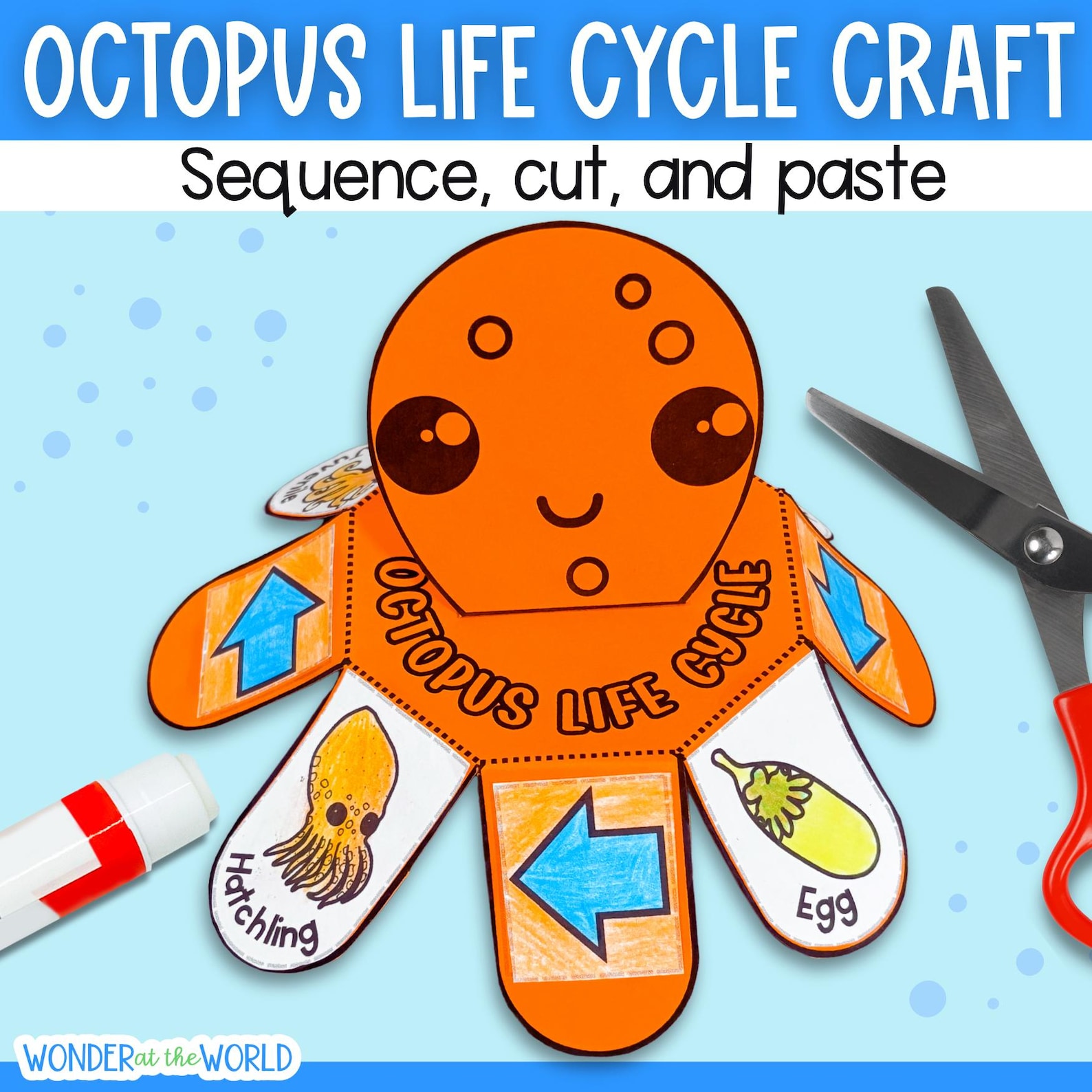 Life Cycle of an Octopus Kids' Craft Ocean Animal Cut and Paste ...