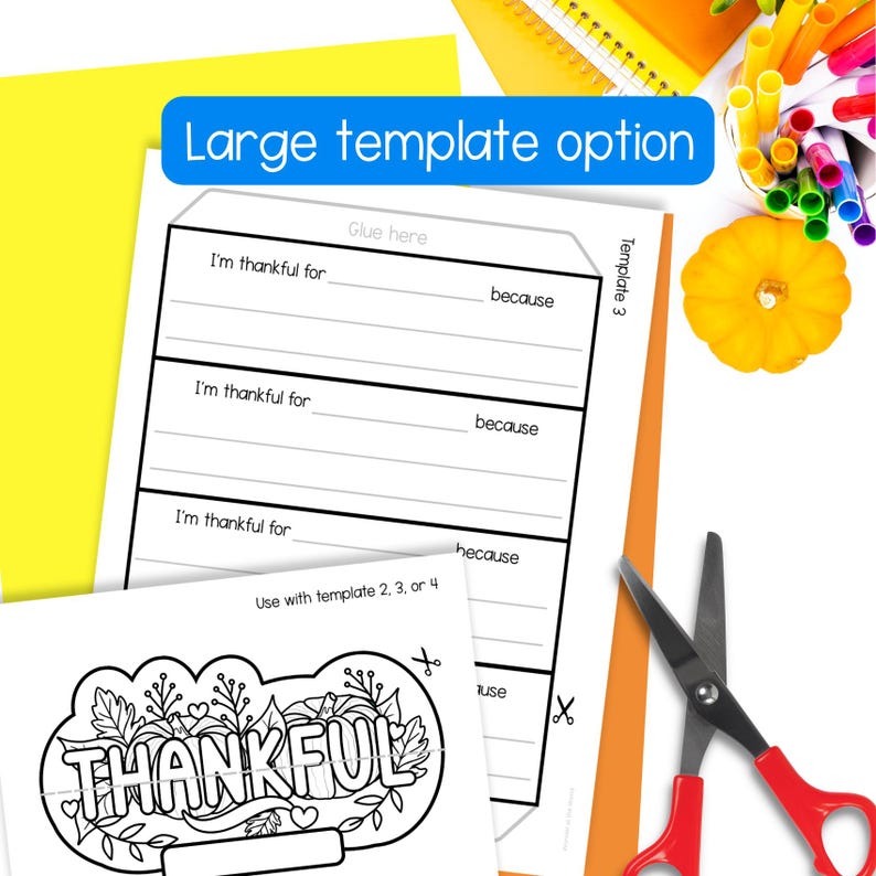 Thanksgiving Thankful Writing Craft Printable Activity for Second and ...