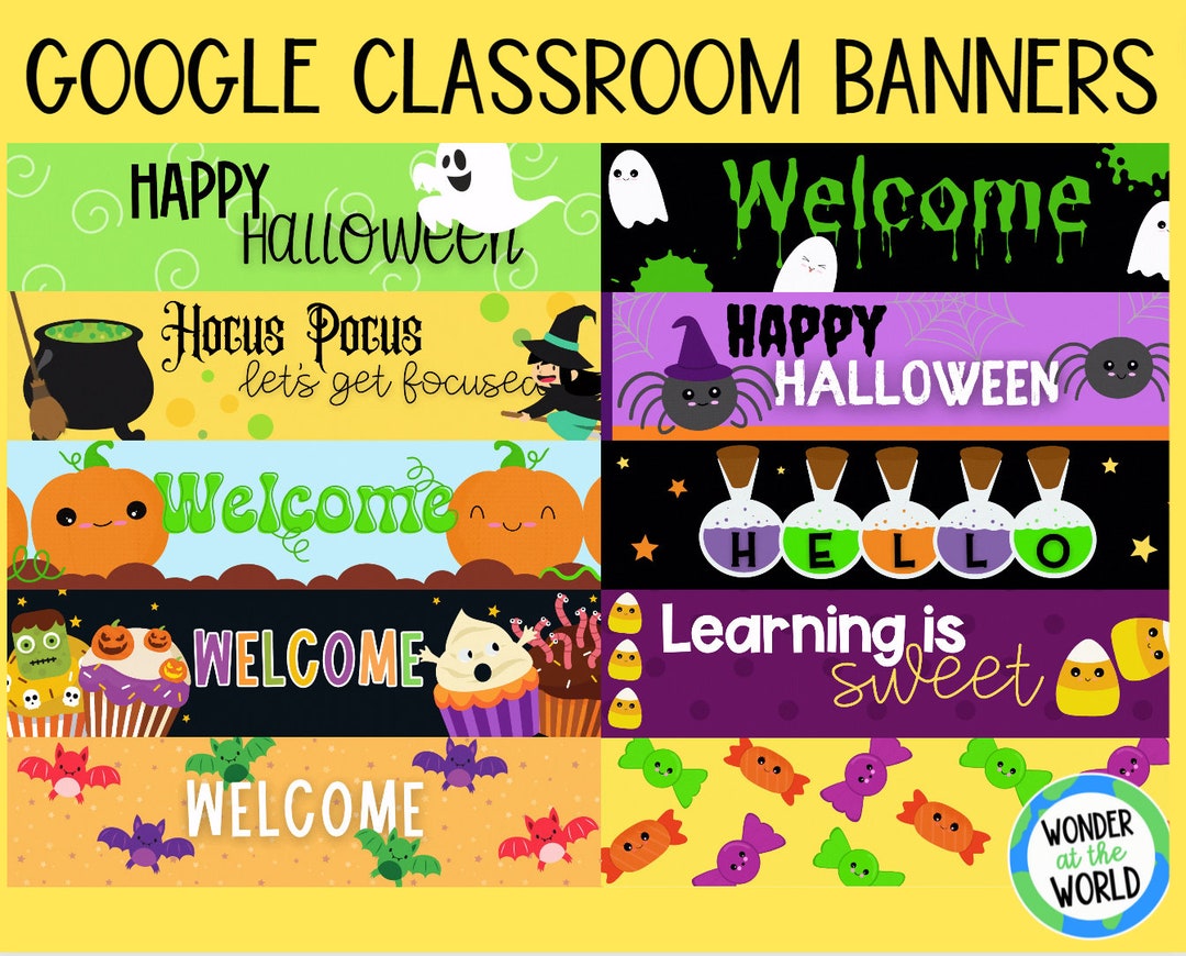 Halloween Themed Animated Google Classroom Headers Banners | Digital ...
