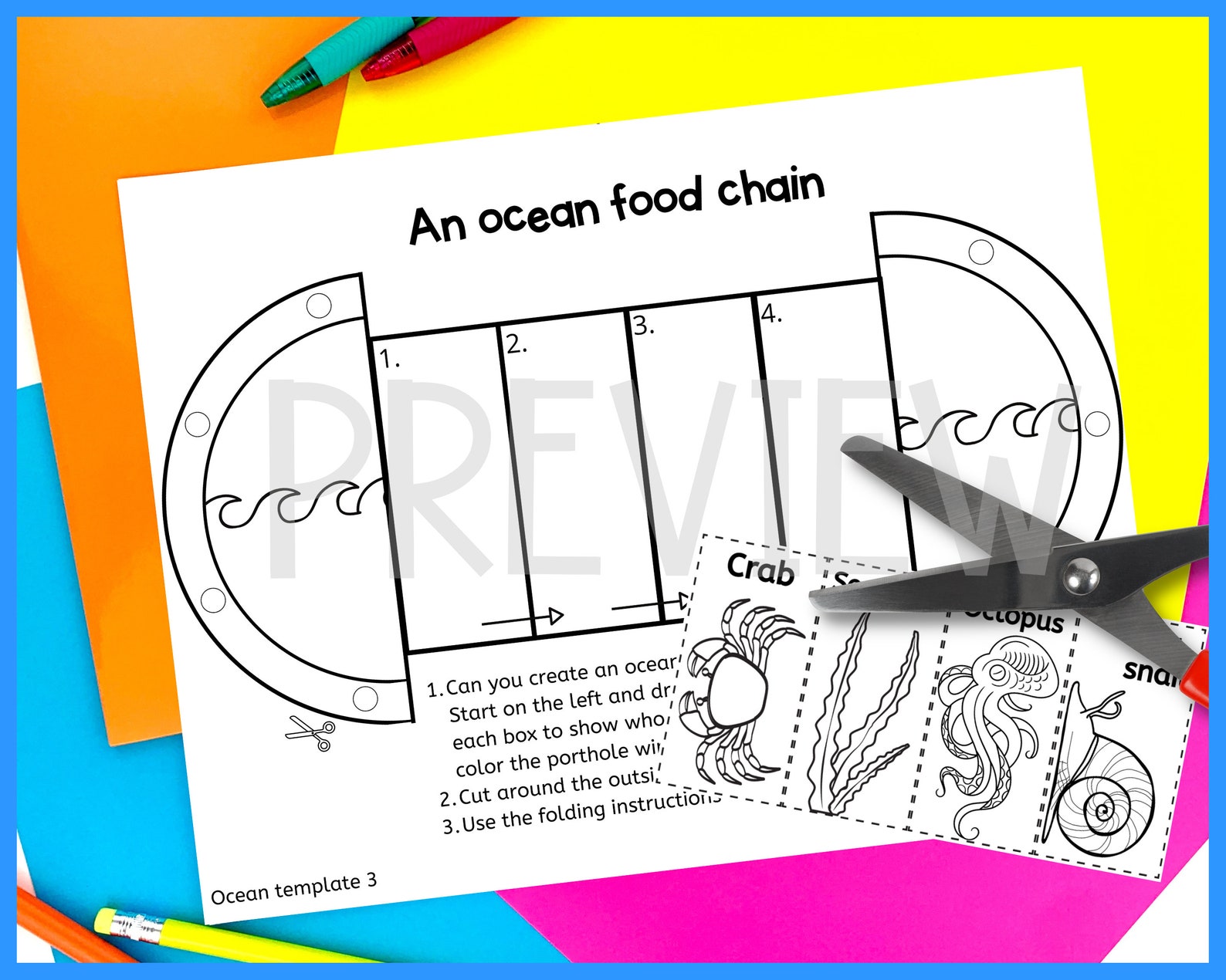 Food Chains Foldable Activity for Kids A4 and 11x8.5 Inch Digital ...