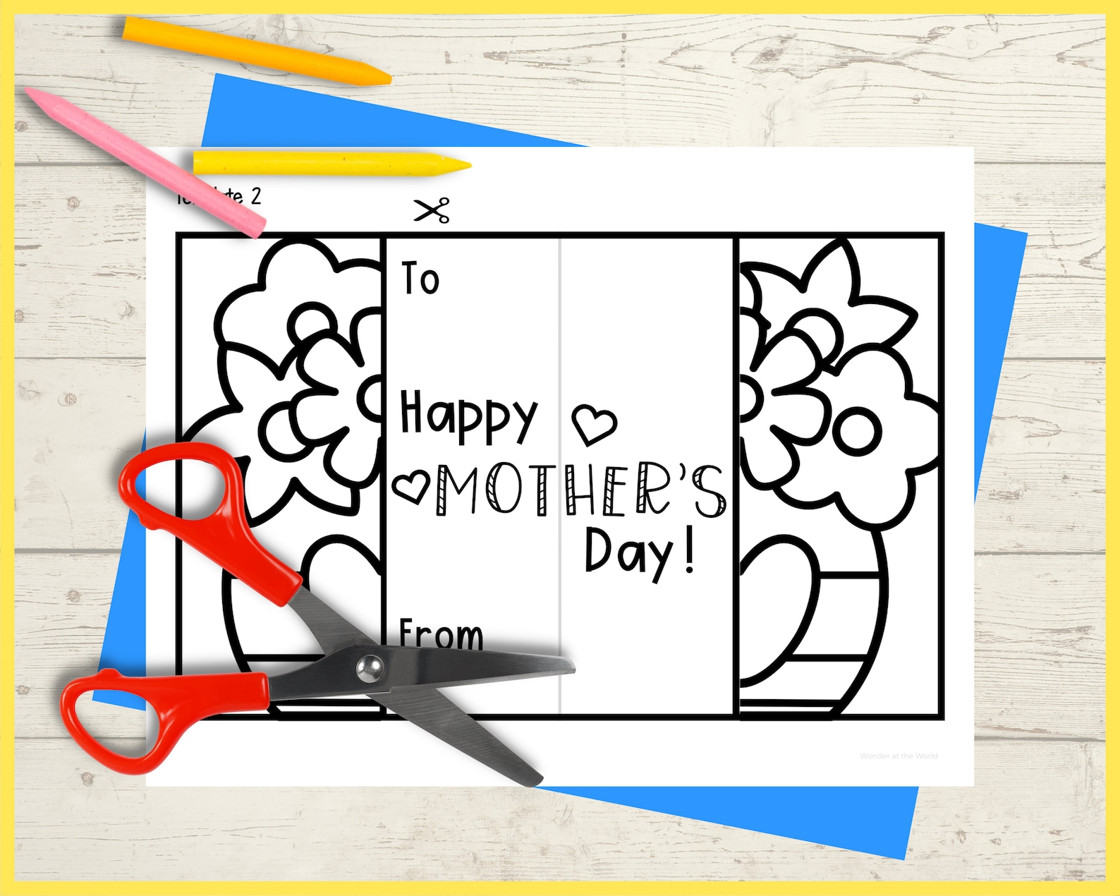 Printable Mother's Day Flowers Card PDF to Color A4 and 11x8.5 Inch ...