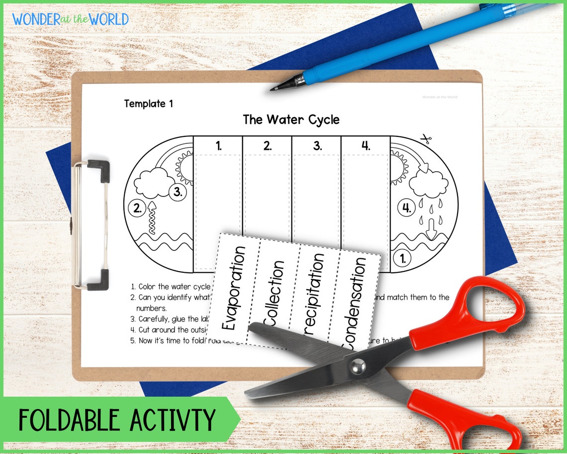 The Water Cycle Foldable Cut and Paste Activity and - Etsy UK