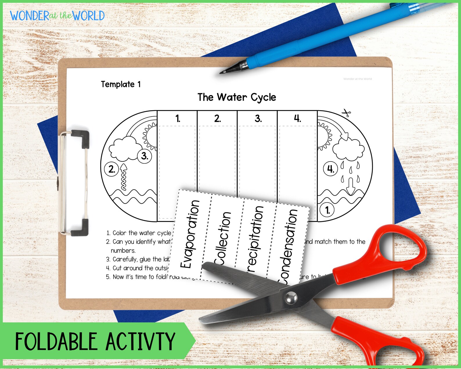 The Water Cycle Foldable Cut and Paste Activity and Presentation for ...
