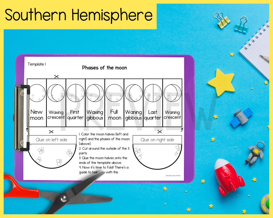 Southern Hemisphere Phases of the Moon Foldout Kid's Craft Activity ...
