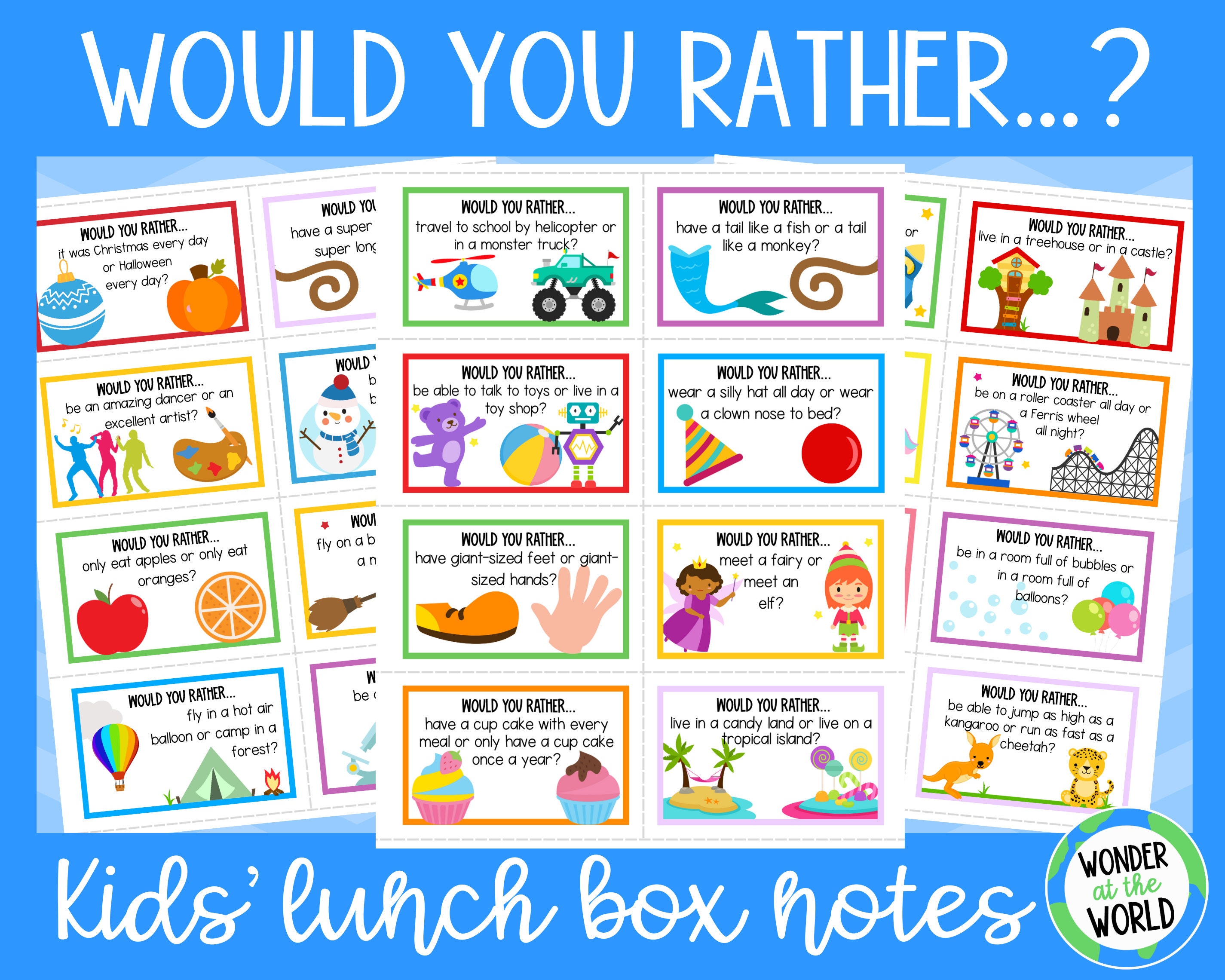 32 Would You Rather Printable Lunch Box Notes for Kids - Etsy UK