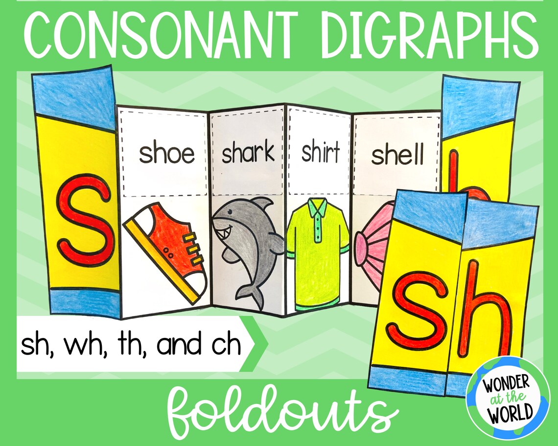 Consonant Digraphs Foldable Matching Activity A4 and 11x8.5 - Etsy