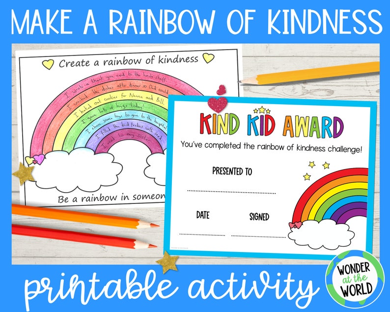 Kindness Activity for Kids Create a Rainbow of Kindness UK - Etsy