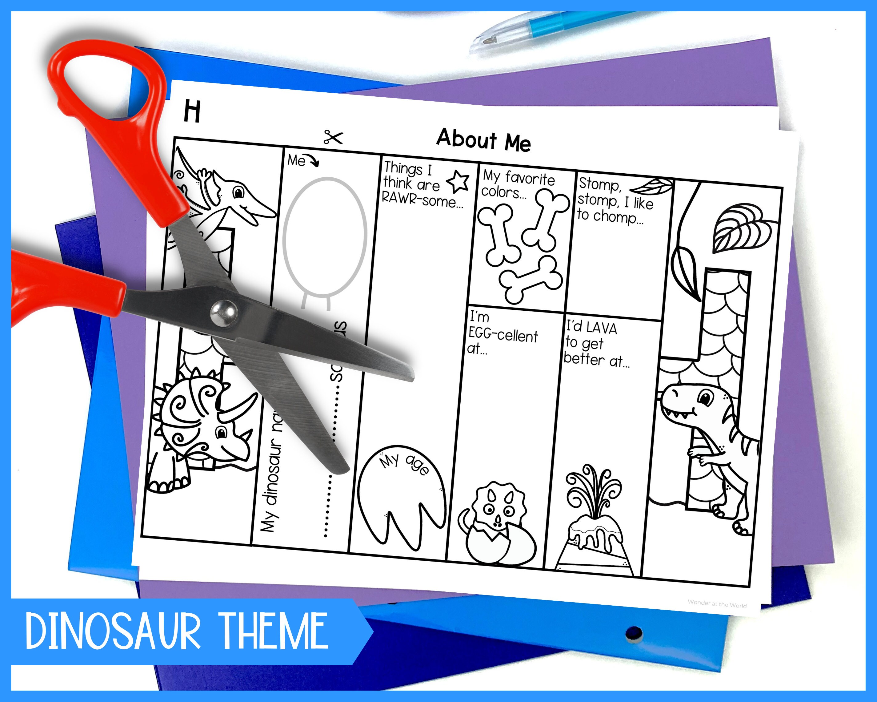 Dinosaur All About Me Class Back to School Foldable Mini-book Activity ...