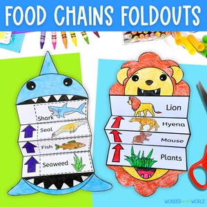Food Chains Foldable Kids' Craft With Shark, Bear and Lion Templates ...