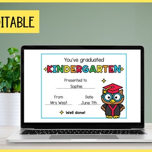 Kindergarten Graduation Certificates Editable PDF | End of Year Awards ...