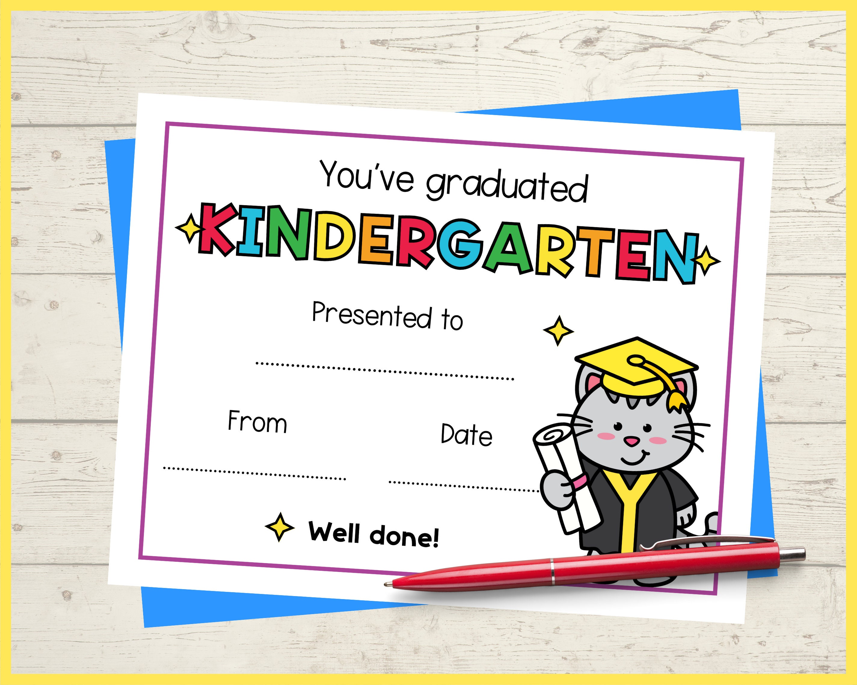 Kindergarten Graduation Certificates Editable PDF | End of Year Awards ...