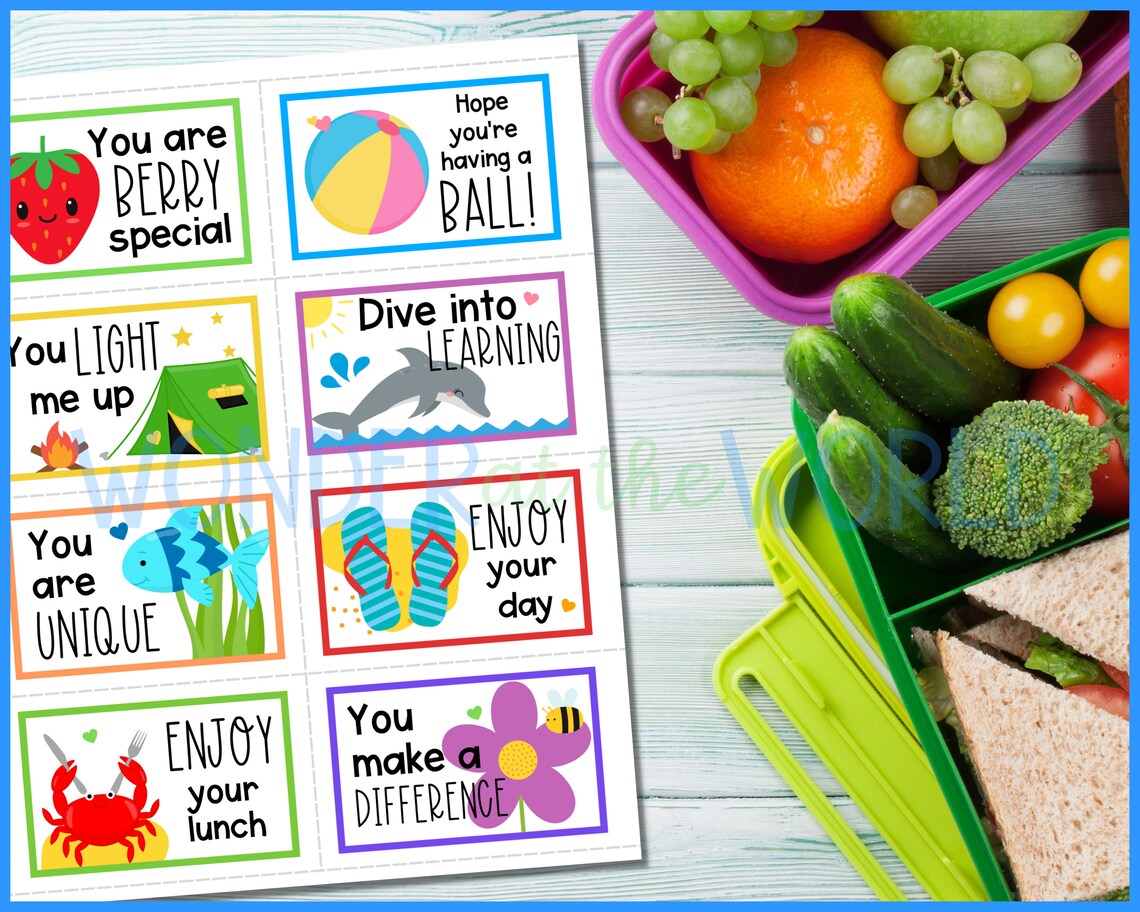 24 Printable Summer Lunch Box Notes for Kids Printable Digital Download ...