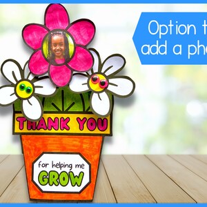 Thank You for Helping Me Grow Card Craft for Kids | Flower Pot Card ...