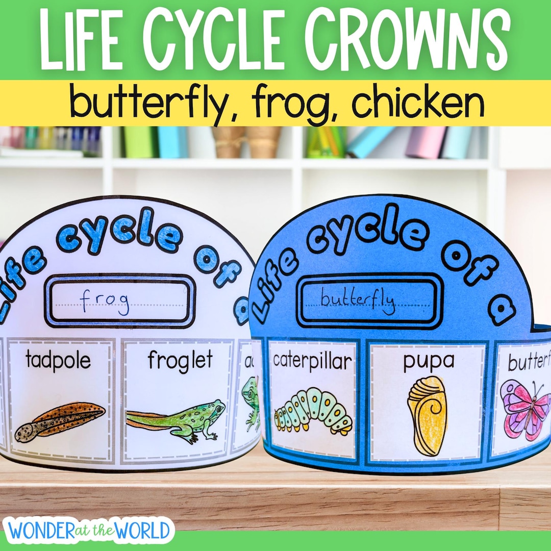 Life Cycle Crown Headband Hat Spring Cut and Paste Craft Activity for ...