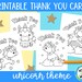 Unicorn Printable Kids Thank You Cards to Color Digital Download 2 ...