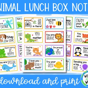 24 Printable Animal Lunch Box Notes for Kids Printable Digital Download ...