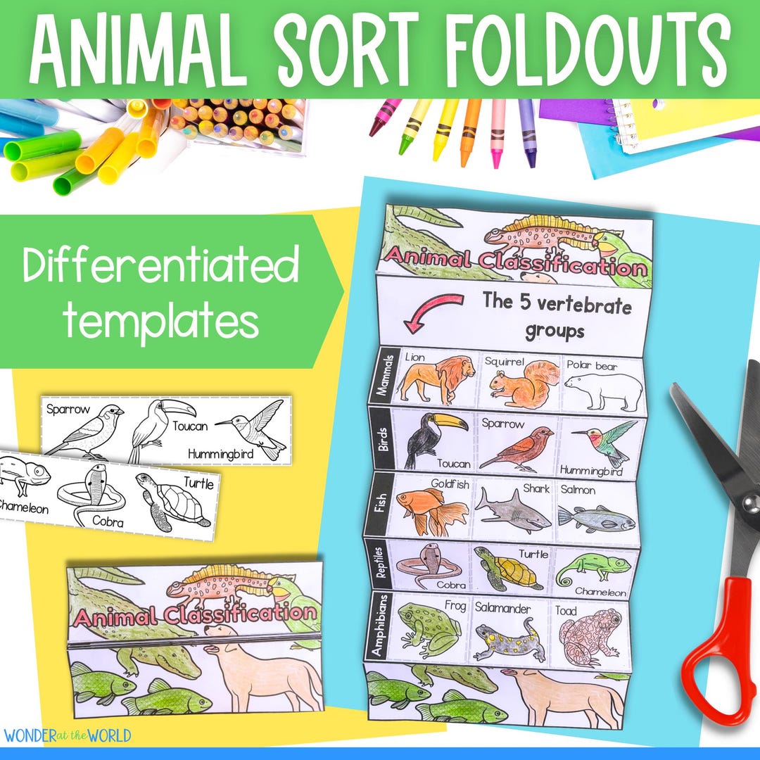 Animal Classification Sort Cut and Paste Foldout Activity for 5 ...