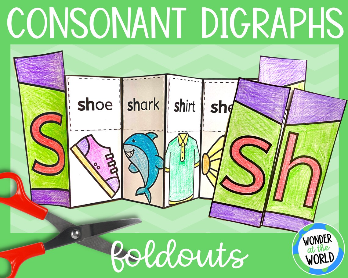 Consonant Digraphs Foldable Matching Activity A4 and 11x8.5 - Etsy