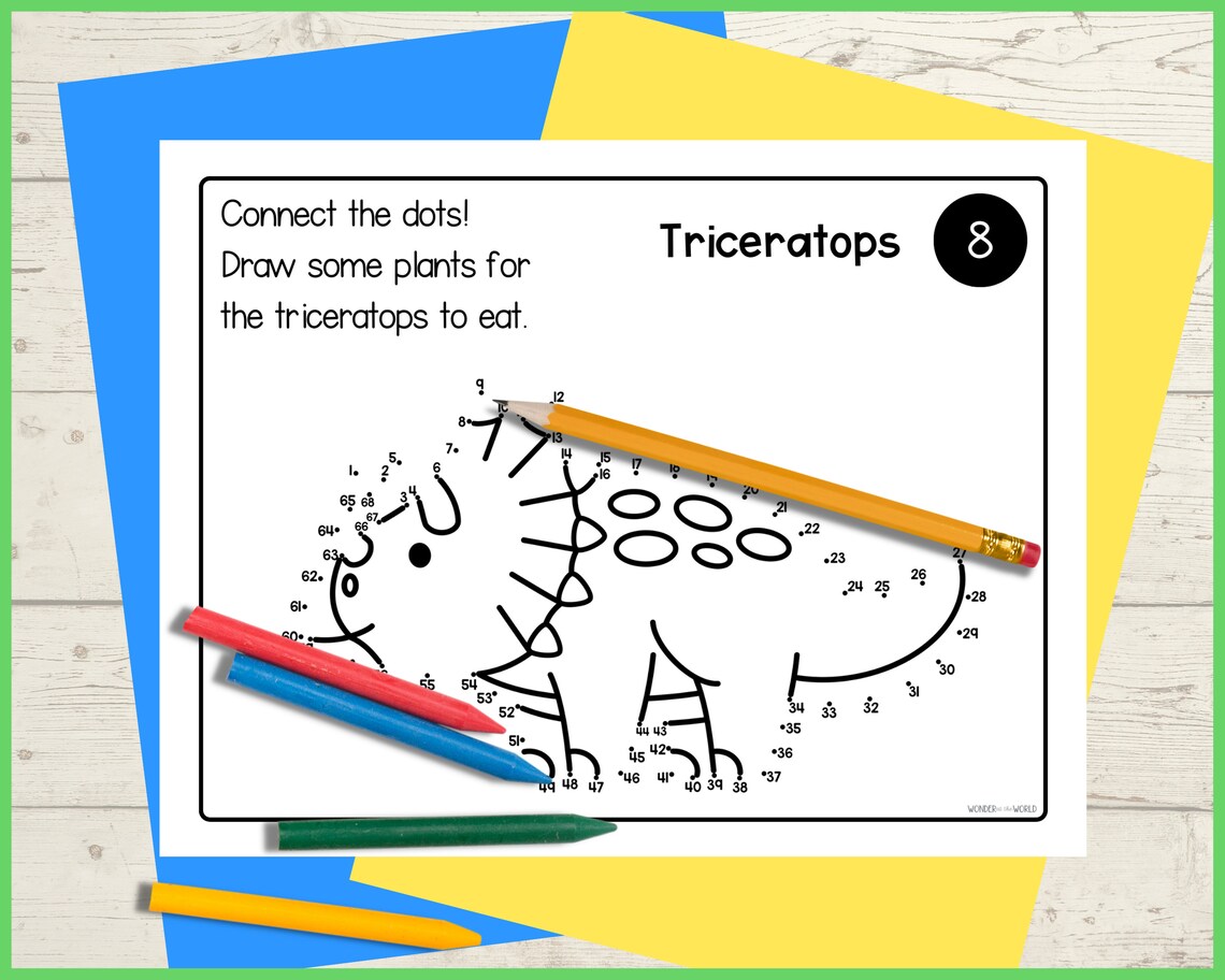 Dinosaur Connect the Dots Printable Activity Sheets for Kids, Dot to ...