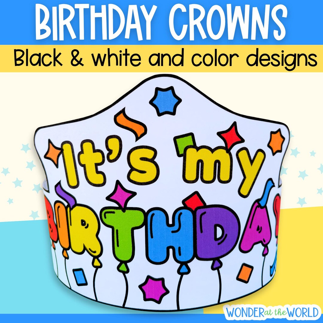 Printable Birthday Crown Hat Headband Templates to Color and Make - Etsy