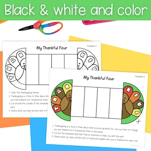 Thanksgiving 'I Am Thankful For' Turkey Gratitude Craft Activity for ...