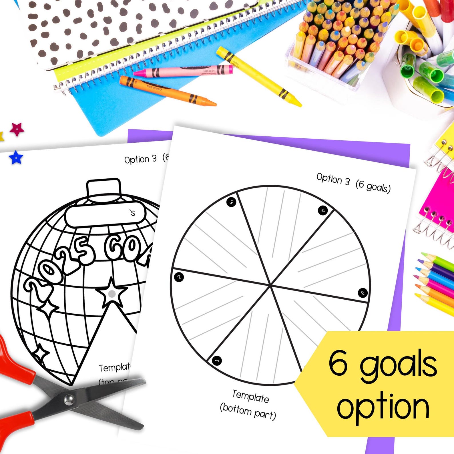 New Year 2025 Disco Ball Goal Setting Writing Kids Craft Activity ...