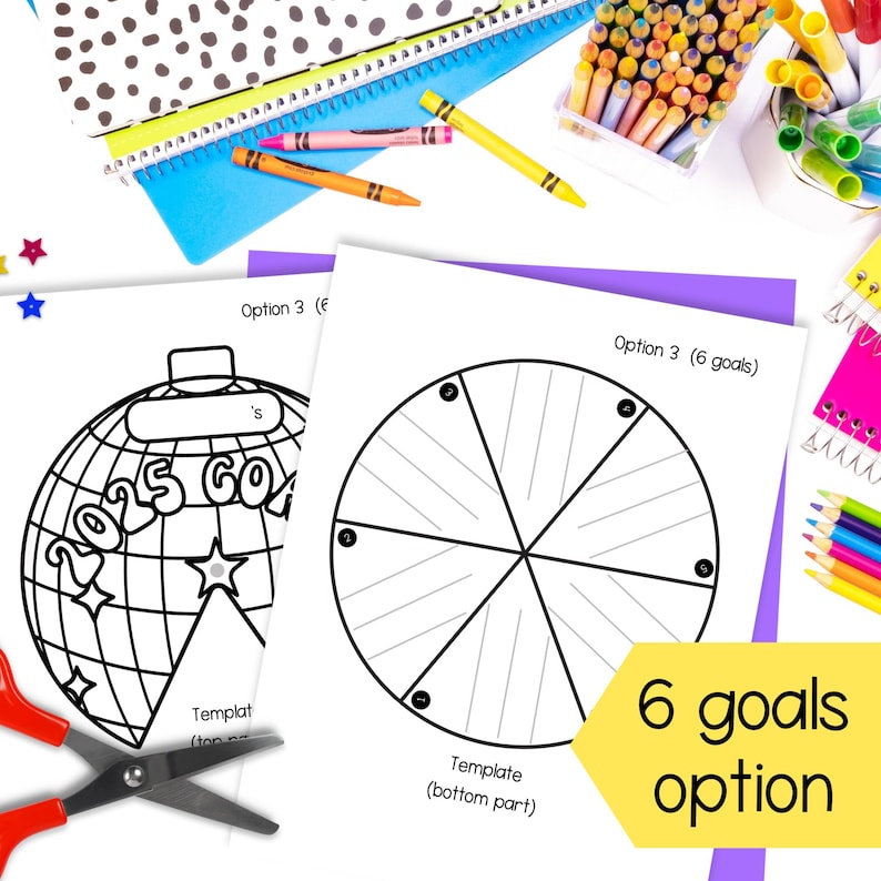 New Year 2025 Disco Ball Goal Setting Writing Kids Craft Activity ...