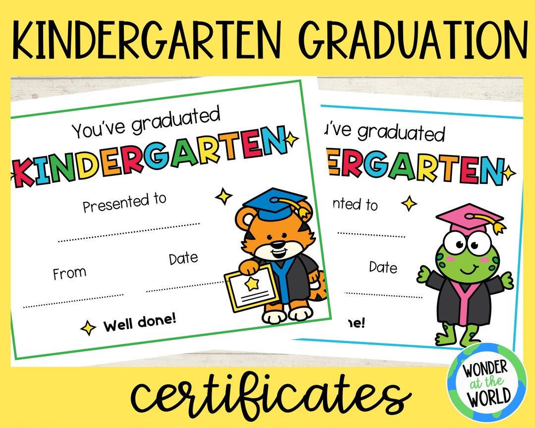 Kindergarten Graduation Certificates Editable PDF | End of Year Awards ...
