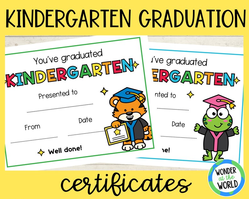Kindergarten Graduation Certificates Editable PDF | End of Year Awards ...