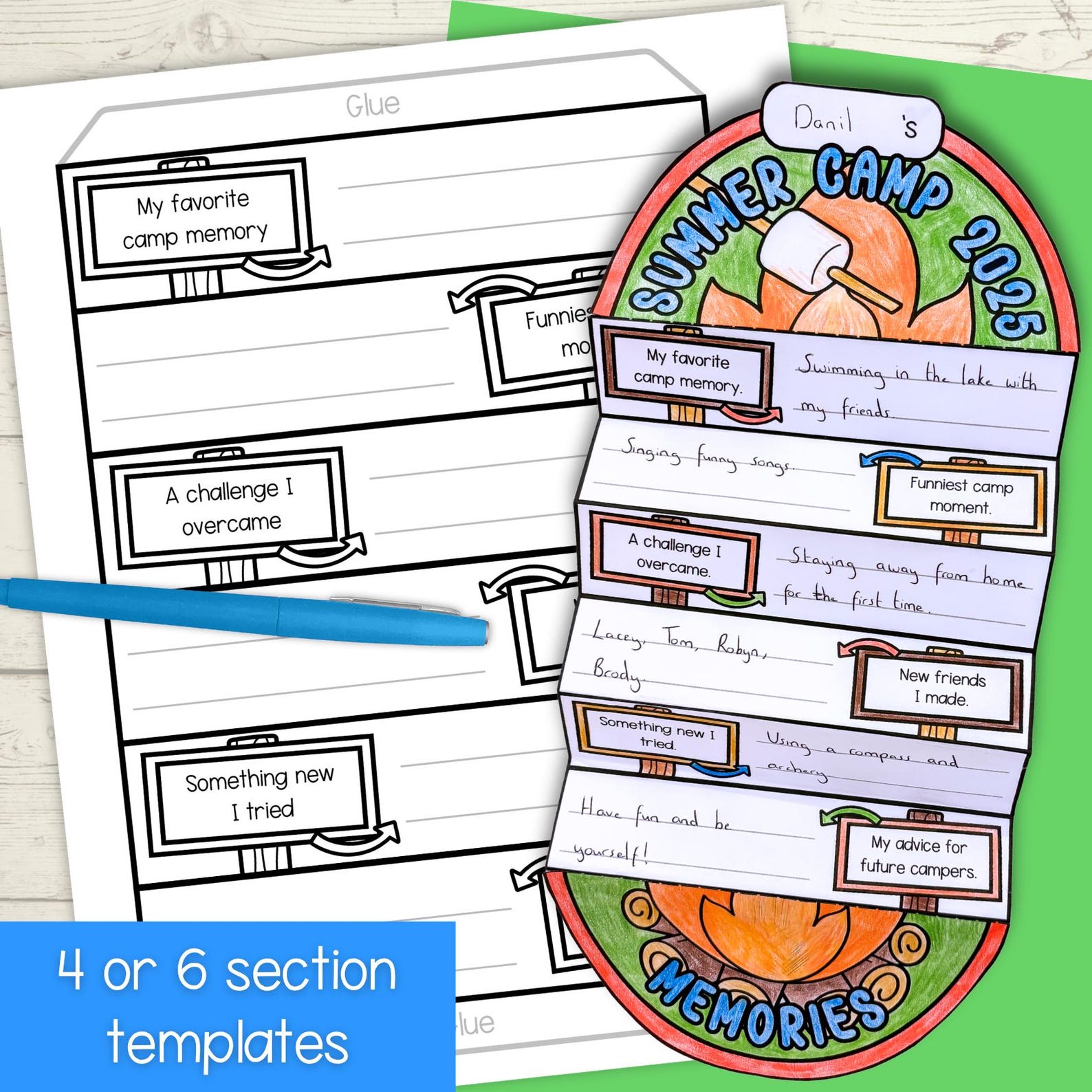 Summer Camp Memories and Reflection Writing Craft Activity for Kids PDF ...
