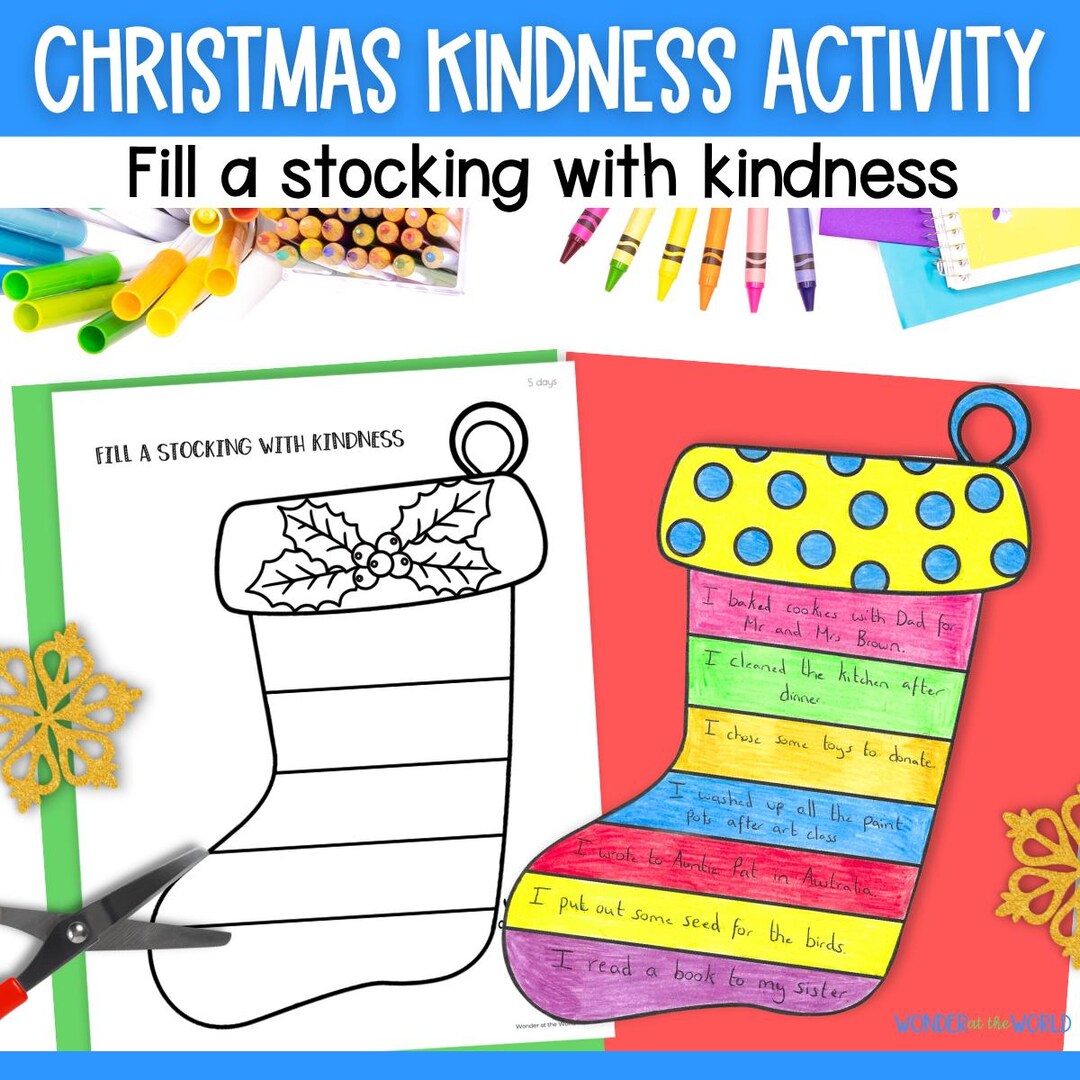 Fill a Stocking With Kindness Christmas Activity for Kids | A4 and 8 ...