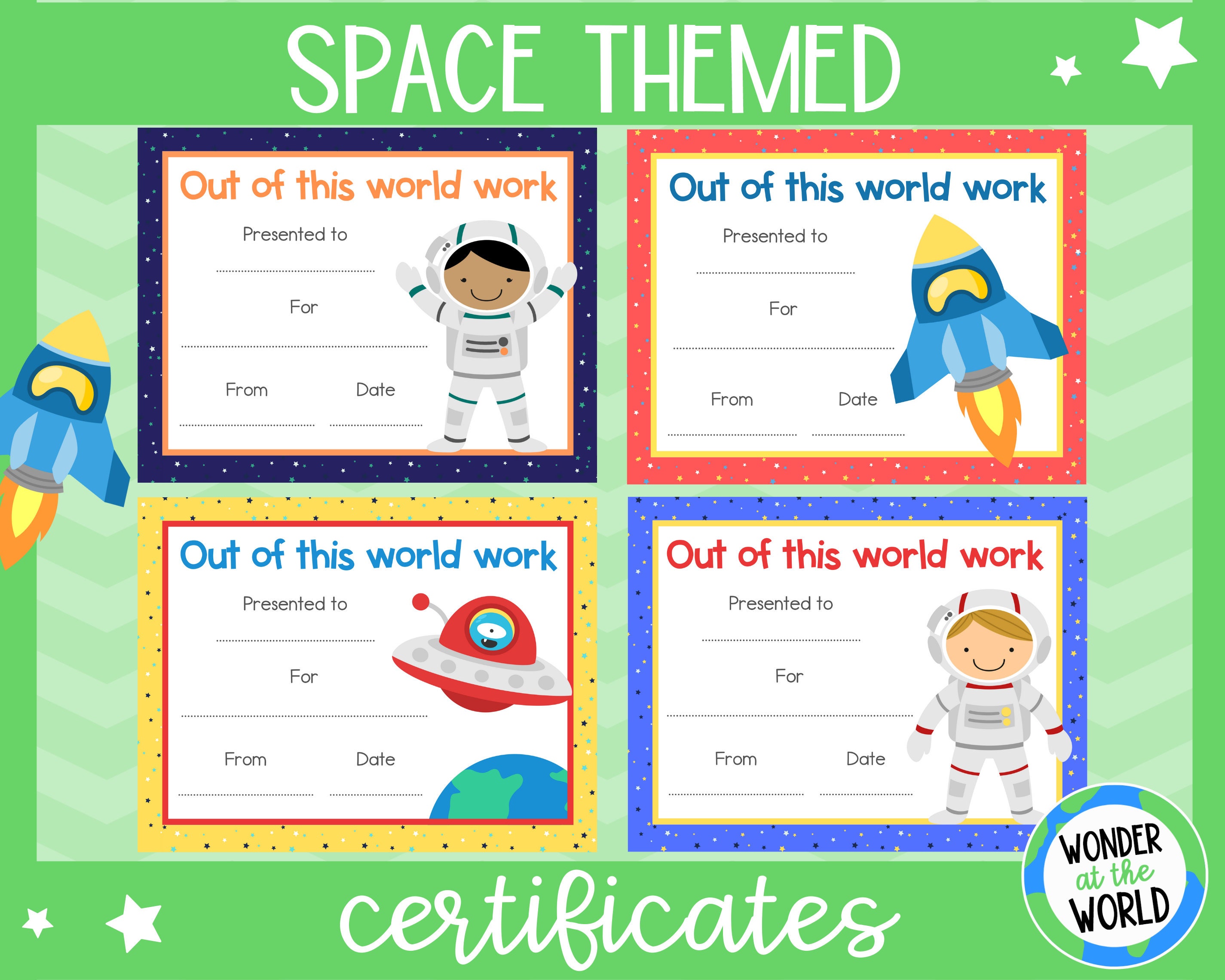 8 Space Themed Classroom Reward Certificates for Kids | Digital ...