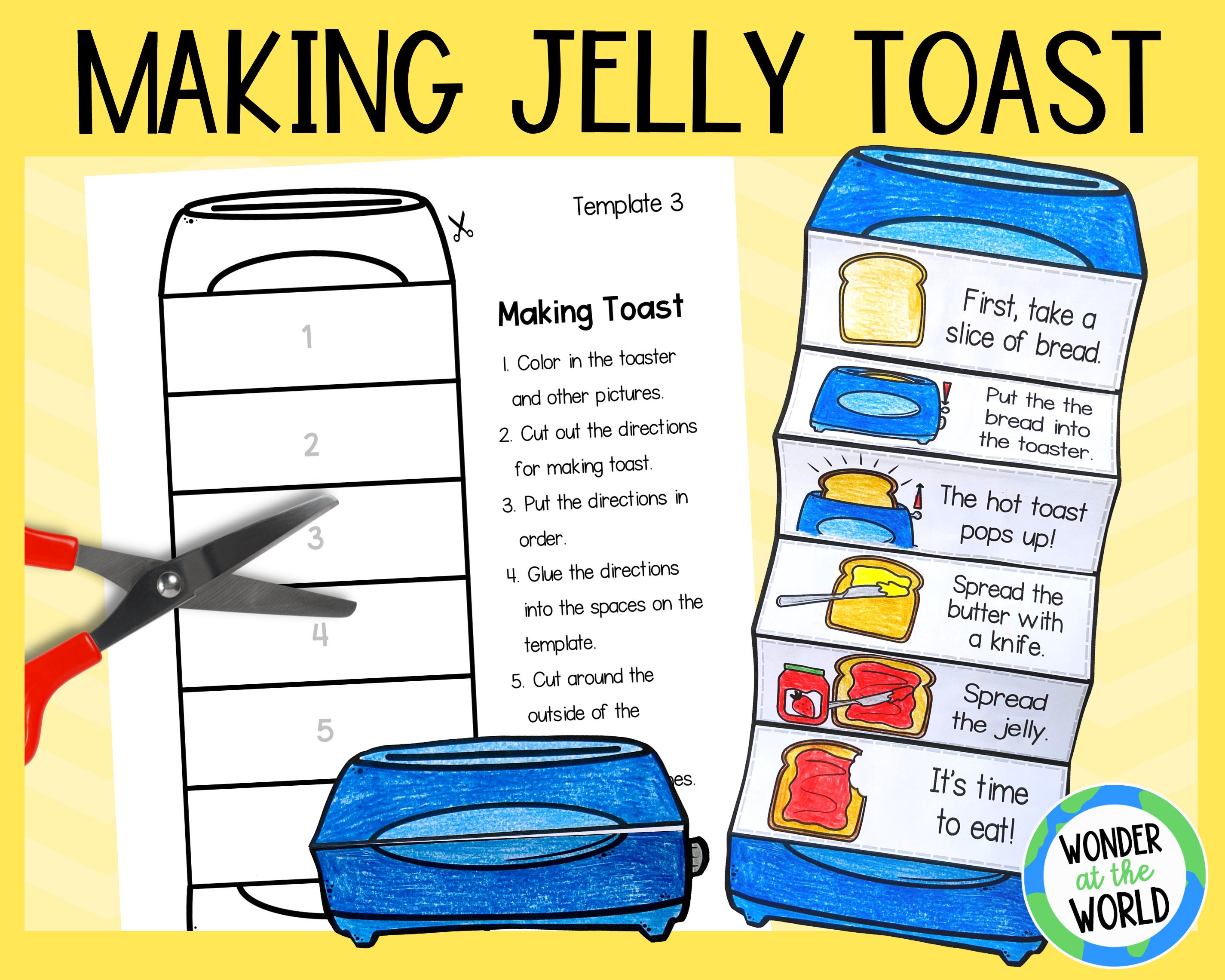 How to Make Jelly Jam Toast Cut and Paste Sequencing Activity PDF | UK ...
