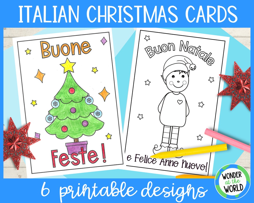 6 Italian Christmas Card Designs to Print and Color A4 and 11 X 8.5 ...