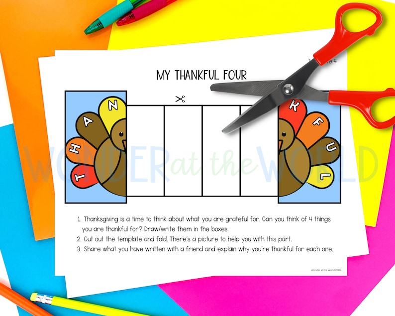Thanksgiving 'I Am Thankful For' Turkey Activity - Etsy