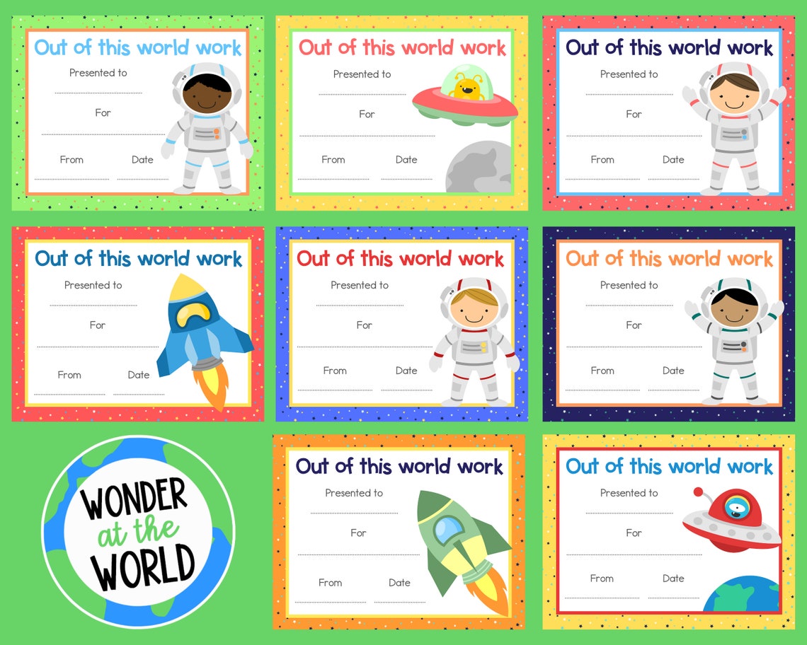 8 Space Themed Classroom Reward Certificates for Kids | Digital ...