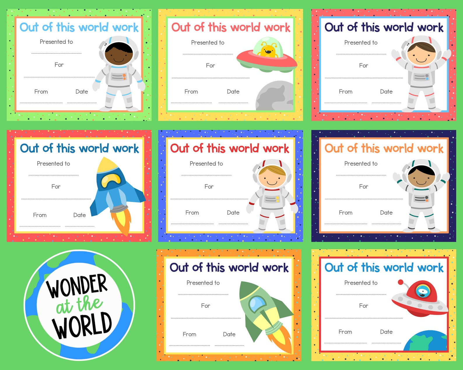8 Space Themed Classroom Reward Certificates for Kids | Digital ...