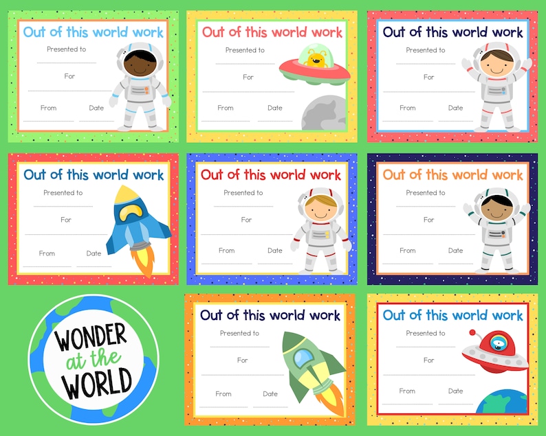 8 Space Themed Classroom Reward Certificates for Kids | Digital ...