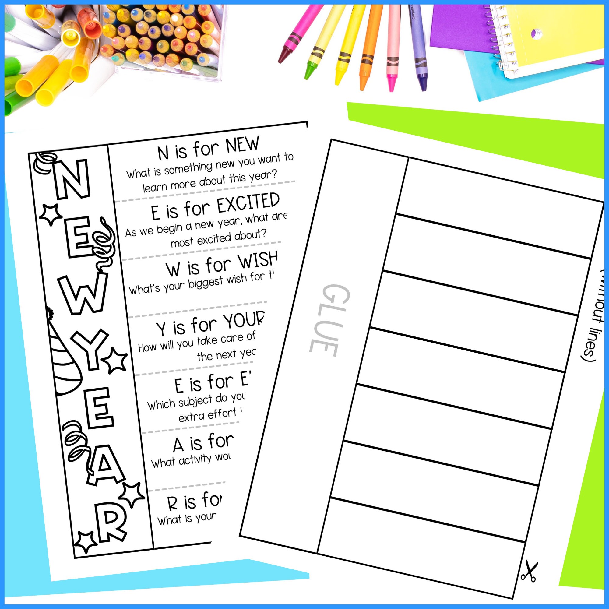 New Year 2026 Reflections and Setting Goals Activity Foldable Tab Book ...