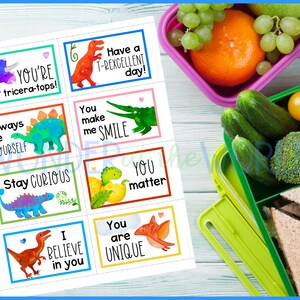 24 Dinosaur Printable Lunch Box Notes for Kids | Printable Digital ...