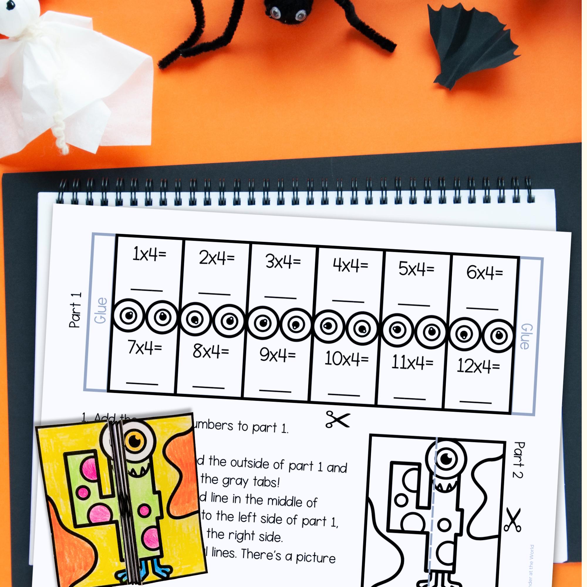 Halloween Math Multiplication Activity Foldouts for 2-12 Times Table ...