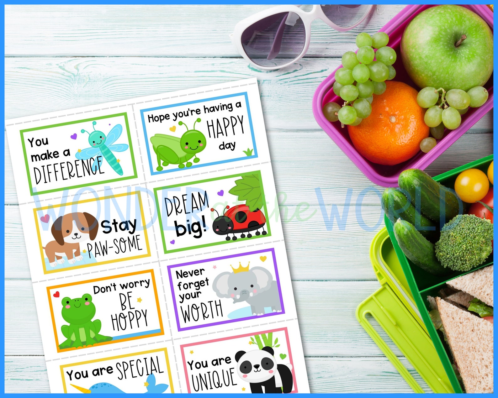 24 Printable Animal Lunch Box Notes for Kids | Printable Digital ...