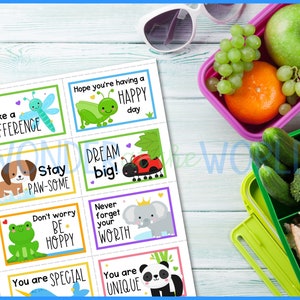 24 Printable Animal Lunch Box Notes for Kids | Printable Digital ...