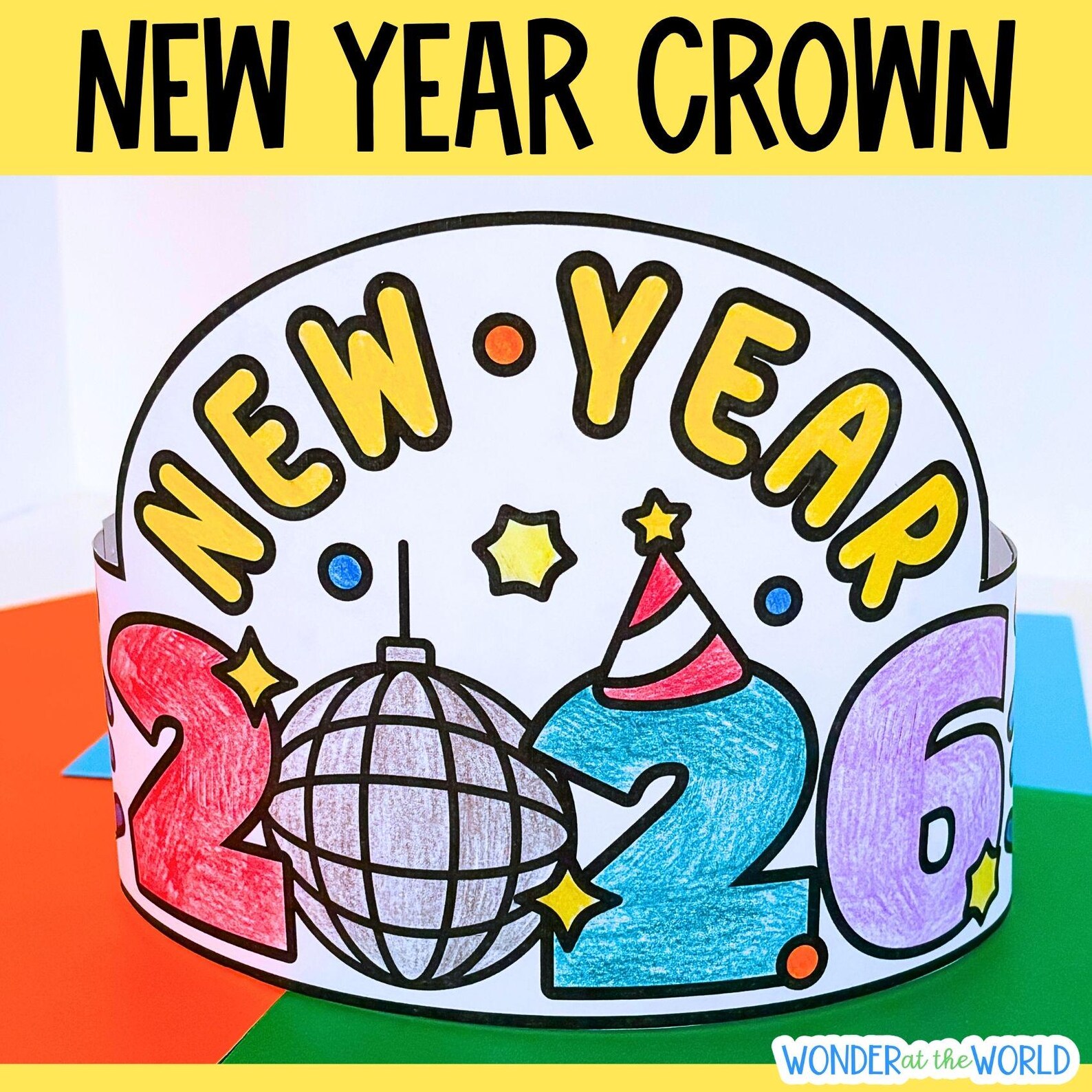 New Year Crown Hat 2026 January Coloring Craft Activity for Kids ...