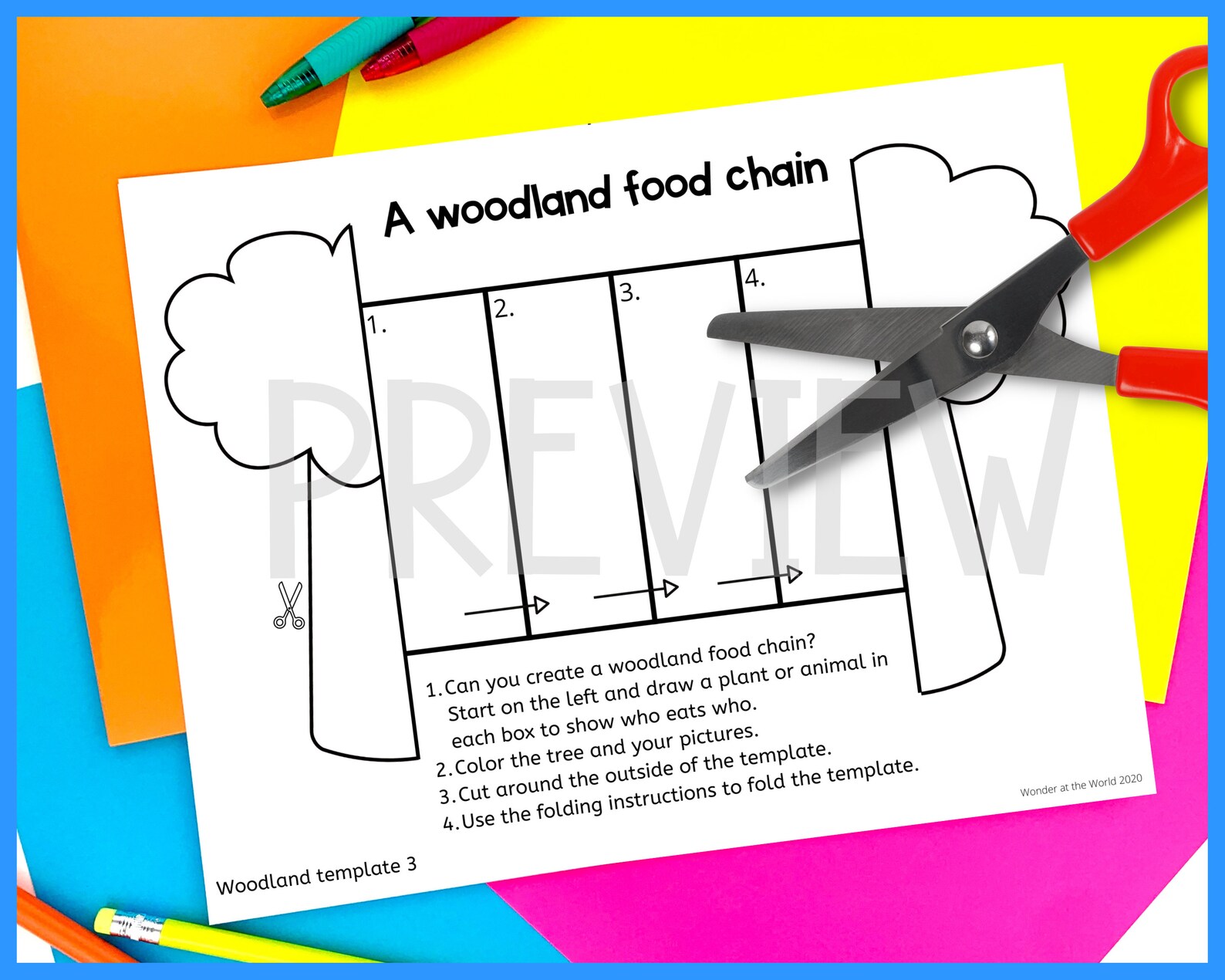 Food Chains Foldable Activity for Kids A4 and 11x8.5 Inch Digital ...