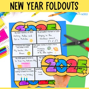 New Year 2025 Reflections and Goals Foldable Activity for Kids ...